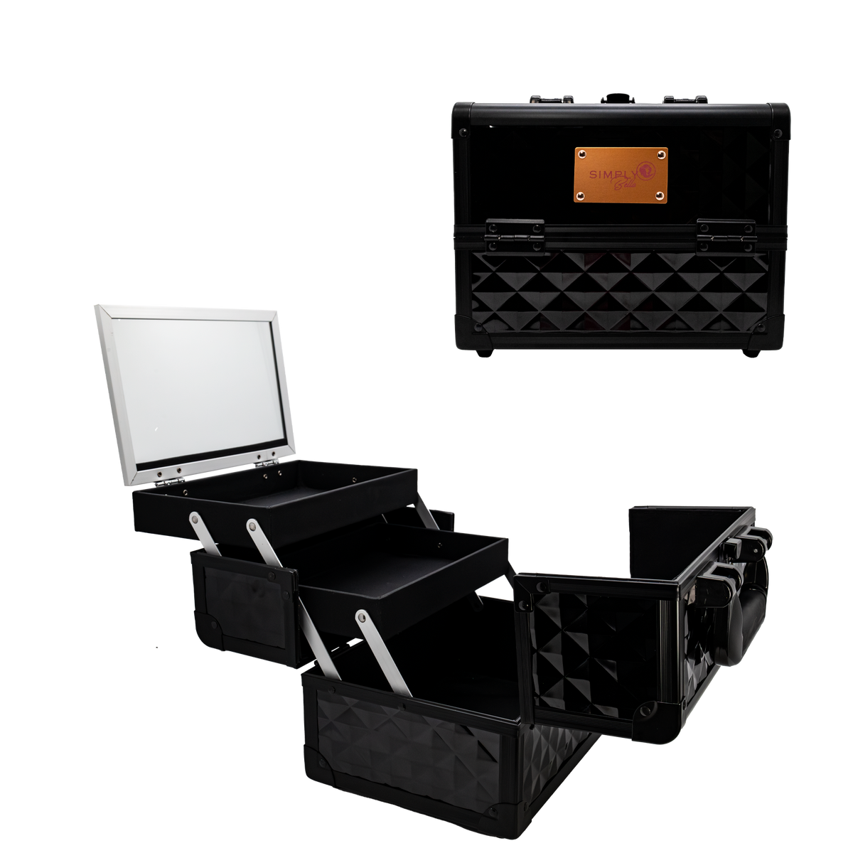 Makeup Train Case Organizer With Mirror | Simply Bella Cosmetics